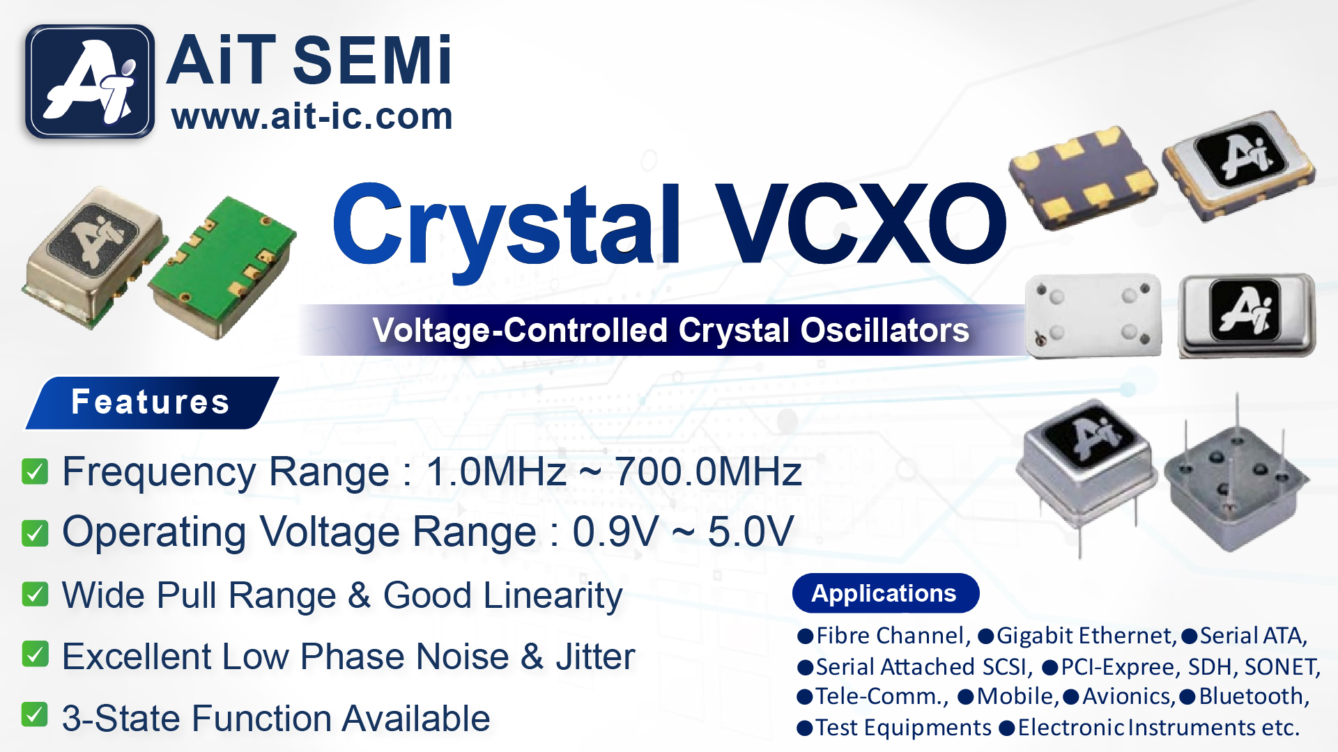 VCXO 壓控晶體振盪器 – AiT Semiconductor